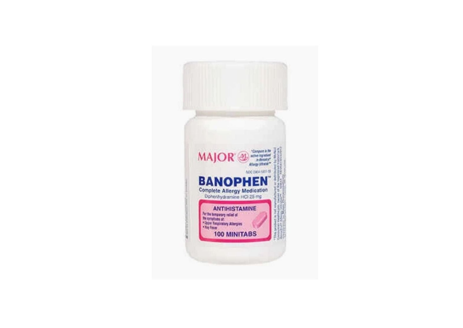 Diphenhydramine (Benadryl), 25 MG, 100 Tab/Bottle – Beachwood Medical ...